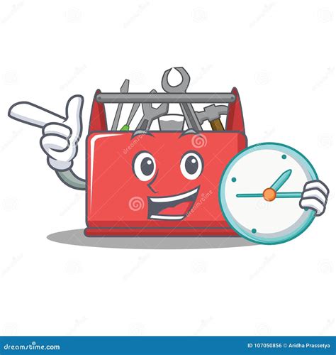 with clock tool box character cartoon stock vector illustration of container alarm 107050856