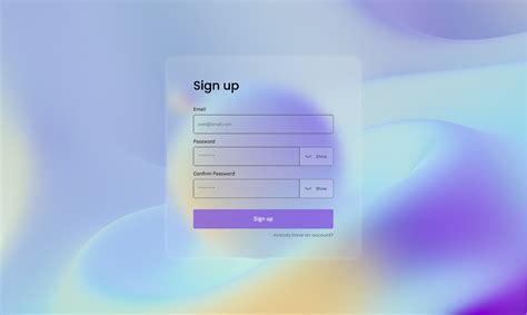 Glassmorphism Sign Up Log In Form Figma