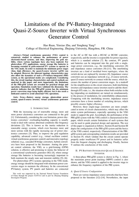 Pdf Limitations Of The Pv Battery Integrated Quasi Z Source Inverter