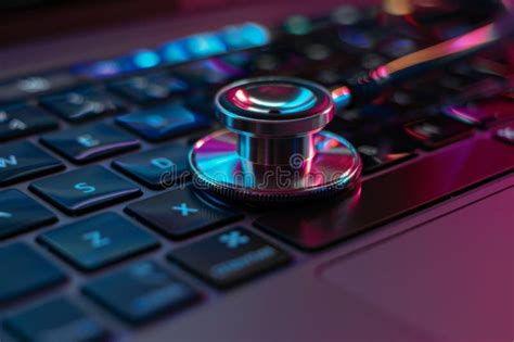 Photo Of A Stethoscope On A Laptop Keyboard Stock Illustration Illustration Of Keyboard