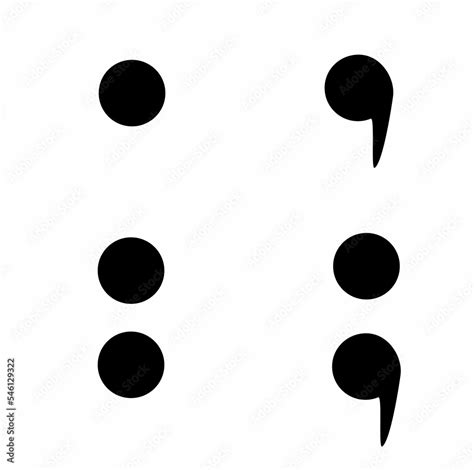 Punctuation Marks Dot Comma Colon Semicolon Isolated On White Background Symbols Stock