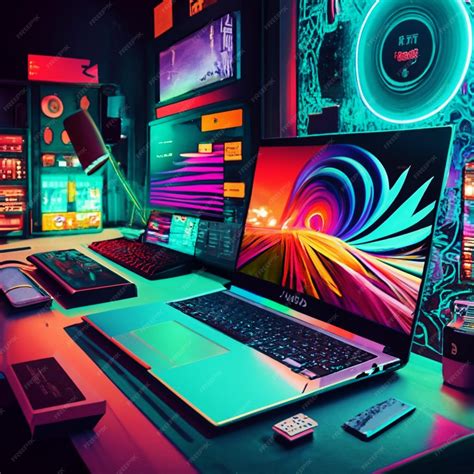 Premium Ai Image Futuristic Laptop Background