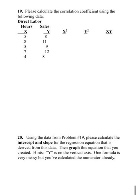 Solved 19 Please Calculate The Correlation Coefficient