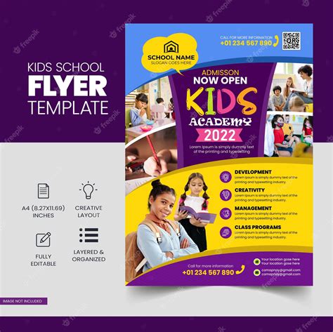 학교 전단지 프리미엄 벡터