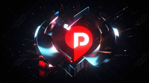 어두운 검정색 배경에 3d로 렌더링된 Pinterest 로고 3d 배경 3d 렌더링 배경 미디어 로고 배경 이미지 Hd 3d 3d 렌더링 미디어 로고 배경 사진