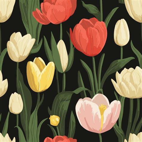 Premium Vector Seamless Colorful Tulip Pattern