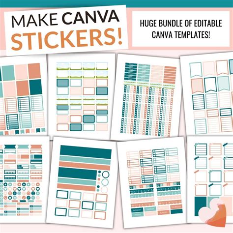 Canva Sticker Template Bundle Planner Stickers