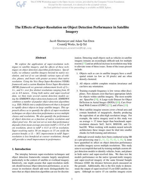 Pdf The Effects Of Super Resolution On Object Detection Performance