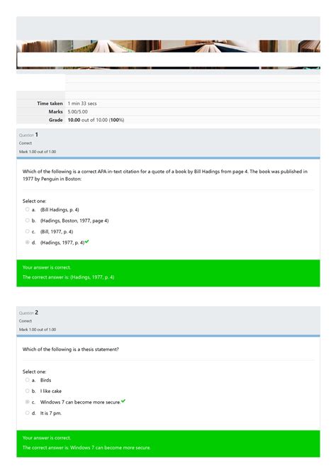Self Quiz Unit 2 Attempt Review Time Taken 1 Min 33 Secs Marks 55 Grade 10 Out Of 10 100