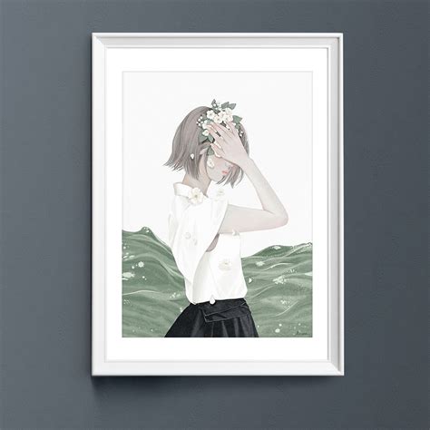 漫画唯美女孩装饰画蛙客网