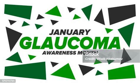 녹내장 인식의 달 1 월에 매년 축하합니다 시력 문제 눈을 저장합니다 예방 및 보호 녹색 리본 의료 의료 개념 포스터 배너 및 배경 벡터 1월에 대한 스톡 벡터 아트 및