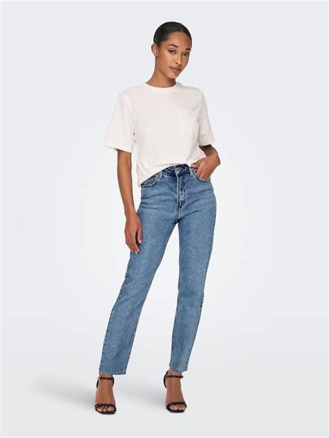 Onlemily Hög Midja Rak Passform Jeans Ljusblått Only®