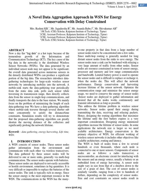 A Novel Data Aggregation Approach In Wsn For Energy Conservation With