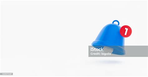파스텔 배경에 하나의 새로운 알림과 3d 노란색 알림 벨 소셜 미디어 알림 트렌디한 3d 렌더링 벨에 대한 스톡 사진 및 기타 이미지 Istock