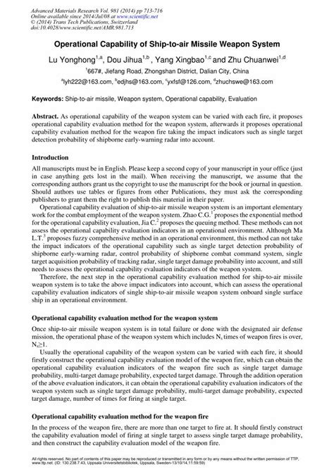 Pdf Operational Capability Of Ship To Air Missile Weapon System Dokumentips