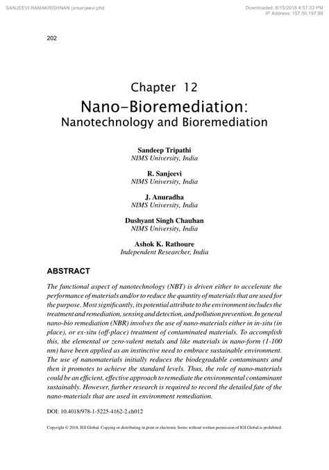 PDF Nano Bioremediation Nanotechnology And Bioremediation