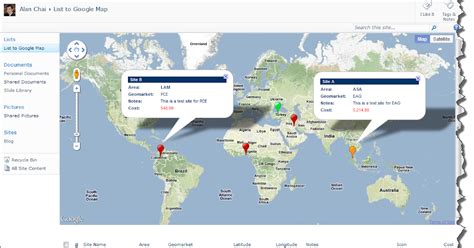 Sharepoint Garage List To Google Map