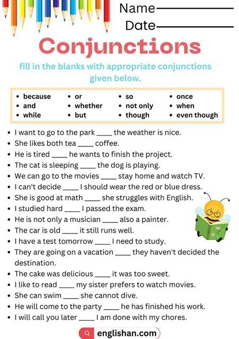 3 Conjunctions Worksheets And Exercises With Answers In English In 2025 Conjunctions Worksheet