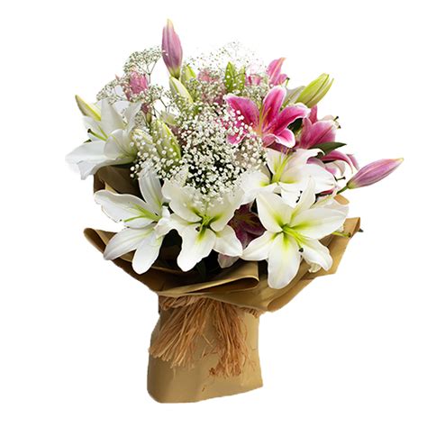Pink White Lily Bouquet Cityrose Flowers