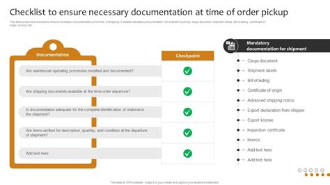 checklist to ensure necessary documentation at time implementing cost