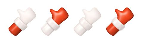 엄지 손가락 제스처 빨간 소매 흰색 커프와 빨간 장갑산타 클로스의 오른쪽과 왼쪽 손 손은 같은 제스처를 보여줍니다 만화 스타일의 사실적인 3d 디자인 3차원 형태에 대한