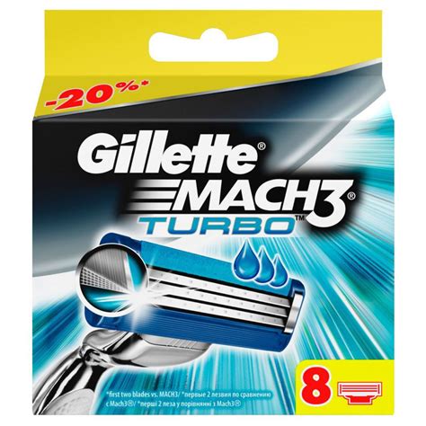 Сменные лезвия Gillette Mach3 Turbo упаковка 8 шт., купить лезвия ...