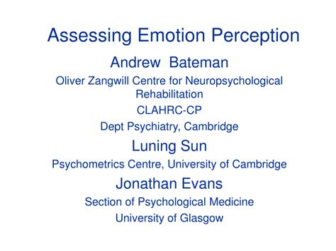 Pdf Assessing Emotion Perception
