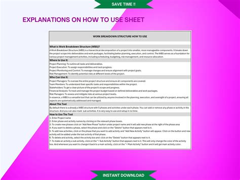 Automatic Work Breakdown Structure Excel Template For Project Planning Breakdown Work Package