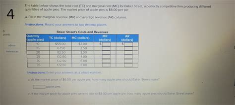 solved the table below shows the total cost tc and marginal cost mc 1 answer