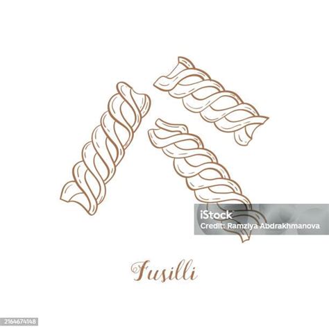 Fusilli 파스타 그림입니다 벡터 스케치 전통 이탈리안 음식 손으로 그린 이미지입니다 고립된 아이콘 레스토랑에 대한 스톡