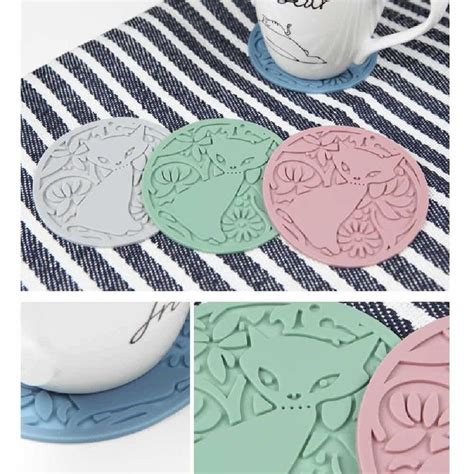 미끄럼방지 잔받침 실리콘 고양이 컵받침 4개 세트 홈플러스 택배배송