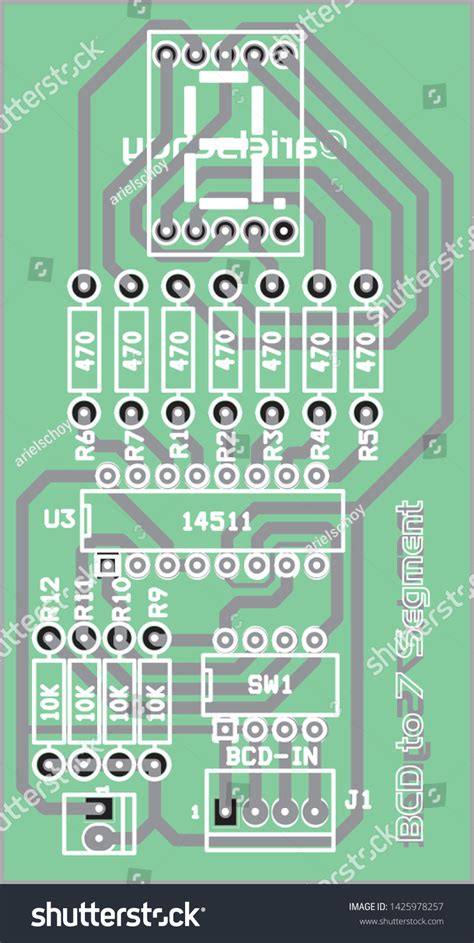 Binary Code Decimal Seven Segment Pcb Stock Vector Royalty Free 1425978257 Shutterstock
