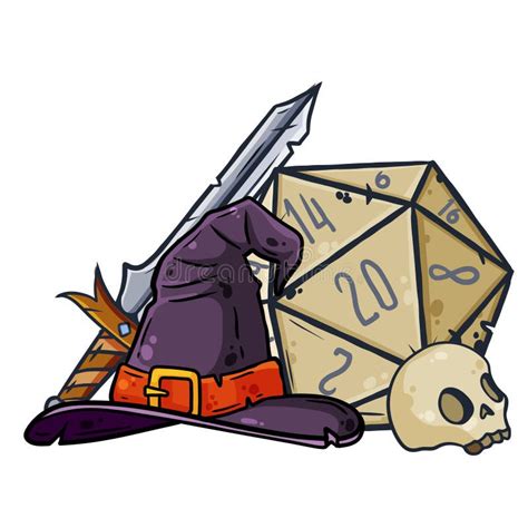 Dice D20 For Playing Dnd Board Game With Ribbon Stock Illustration Illustration Of Launch