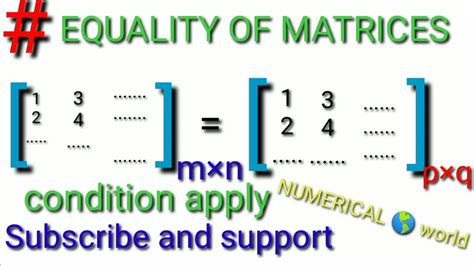 Equality Of Matrices Youtube
