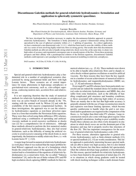 Pdf Discontinuous Galerkin Methods For General Relativistic Hydrodynamics Formulation And