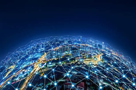 Premium Photo Rounded Abstract Cityscape Network Connection Internet And Global Connection Concept