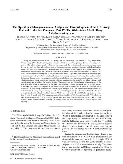Pdf The Operational Mesogamma Scale Analysis And Forecast System Of The U S Army Test And