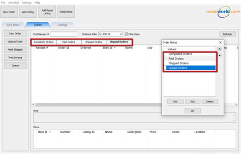 Arranging Order Statuses
