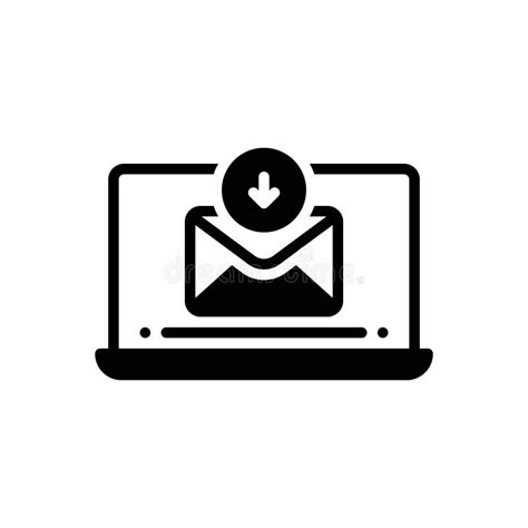 Black Solid Icon For Download Process And Email Stock Vector