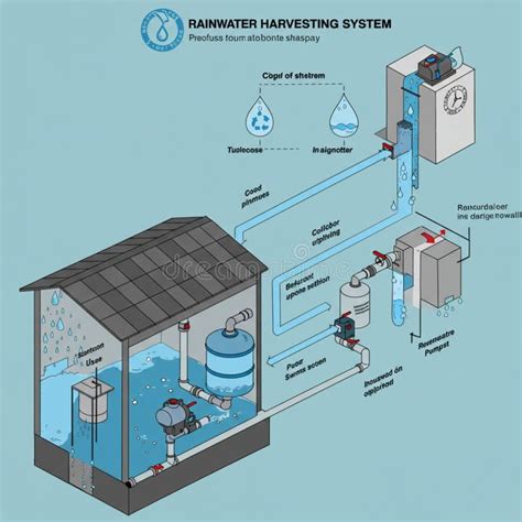 Diagram Of A Rainwater Harvesting System Showing The Flow Of Water From