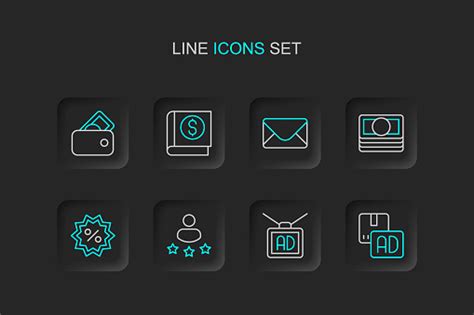 라인 광고 소비자 제품 등급 할인 비율 태그 스택 지폐 현금 메일 및 이메일 금융 장부 및 지갑 아이콘이 있습니다 벡터 5에 대한 스톡 벡터 아트 및 기타 이미지 Istock