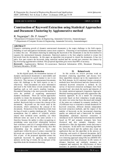 pdf construction of keyword extraction using statistical approaches