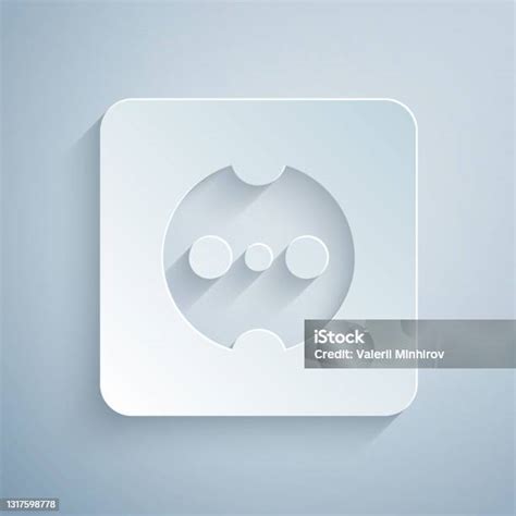 용지는 회색 배경에 격리된 전기 콘센트 아이콘을 잘라냅니다 전원 소켓 로제트 기호 종이 아트 스타일 벡터 3차원 형태에 대한 스톡 벡터 아트 및 기타 이미지 Istock