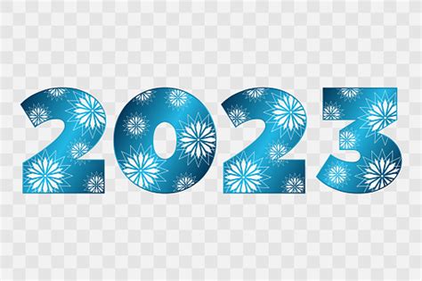 2023 새해 파란색과 흰색 아이콘과 별 투명한 배경에 격리된 벡터 인사말 기호입니다 축하 축하 장식 겨울 휴가를위한 그라디언트 기호 새해에 대한 스톡 벡터 아트 및 기타