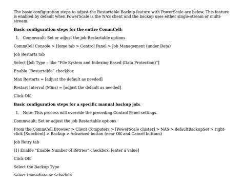 restartable bre backups dell powerscale backup using commvault