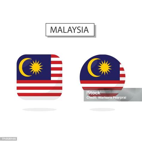 Bendera Malaysia 2 Bentuk Ikon Gaya Kartun 3d Ilustrasi Stok Unduh
