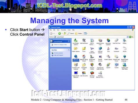 Icdl Module 2 Using Computers And Managing Files Windows Xp
