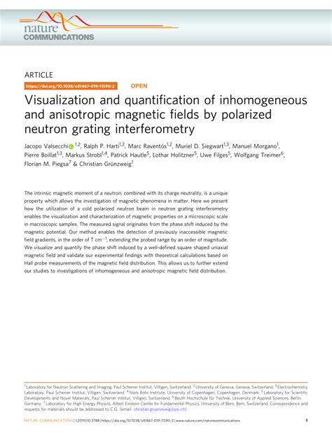 Pdf Visualization And Quantification Of Inhomogeneous And Anisotropic Magnetic Fields By