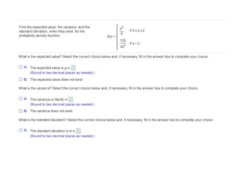 Solved Find The Expected Value The Variance And The Chegg Com