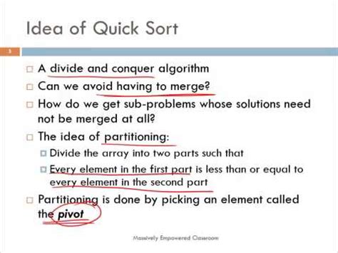 Divide And Conquer QuickSort II Algorithm YouTube